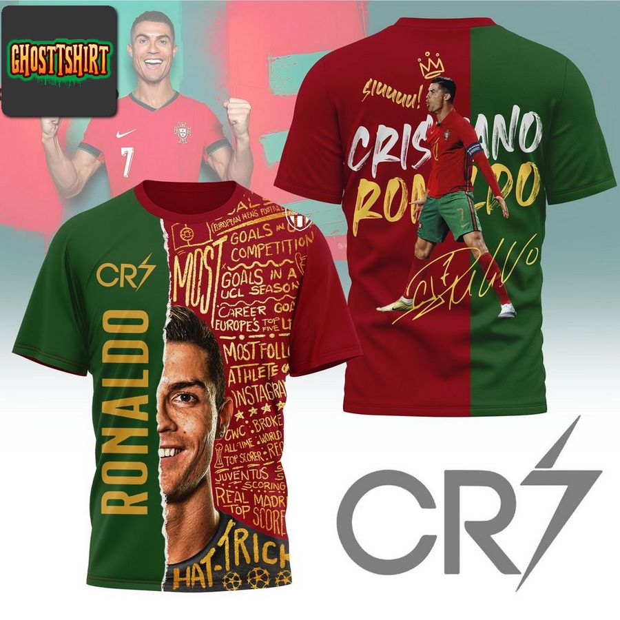 Cristiano Ronaldo Hat-Trick Signature 3D T-Shirt