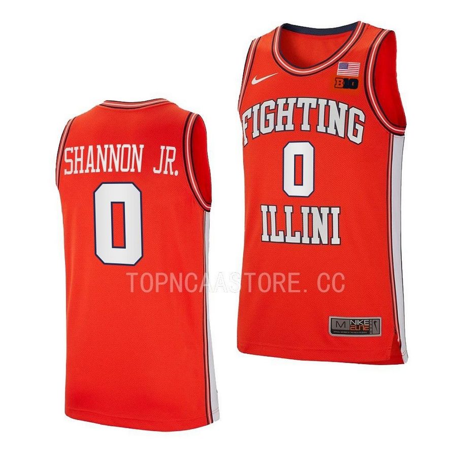 Illinois Fighting Illini Terrence Shannon Jr. Retro Basketball Uniform Orange #0 Jersey 2022-23