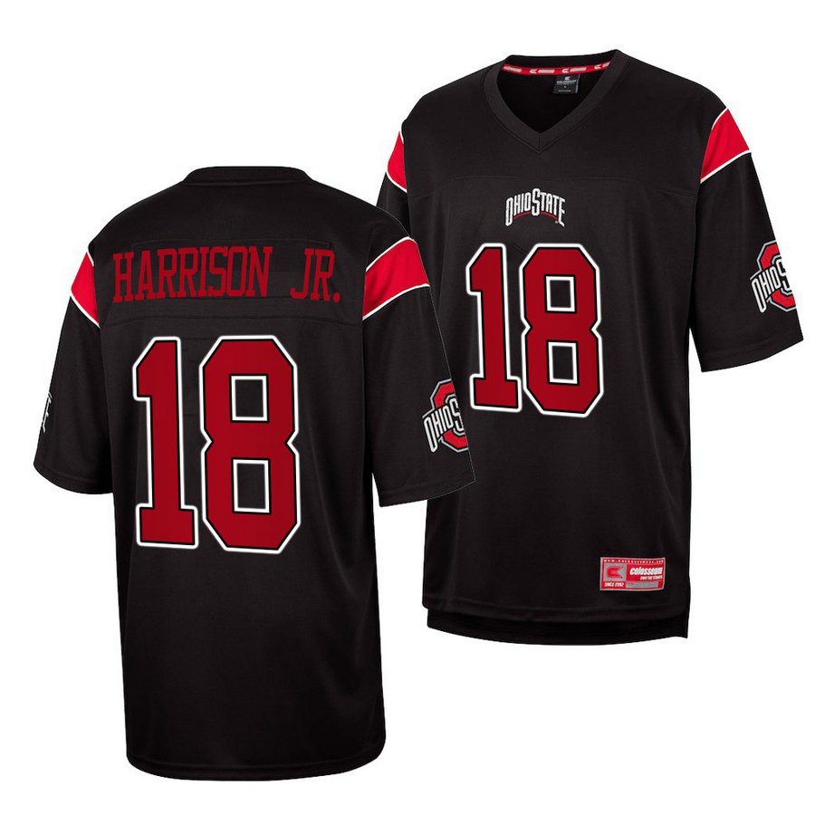 Marvin Harrison Jr. Ohio State Buckeyes #18 Black Jersey Fashion Men's Replica Uniform