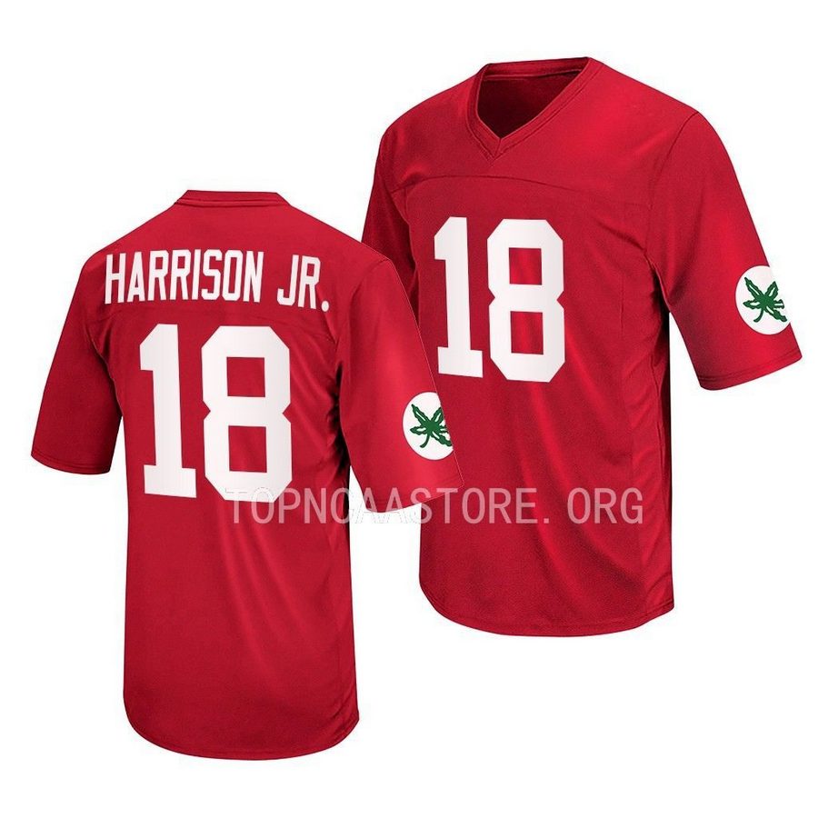 Marvin Harrison Jr. Ohio State Buckeyes #18 Scarlet Jersey Retro Football Men's Replica Uniform